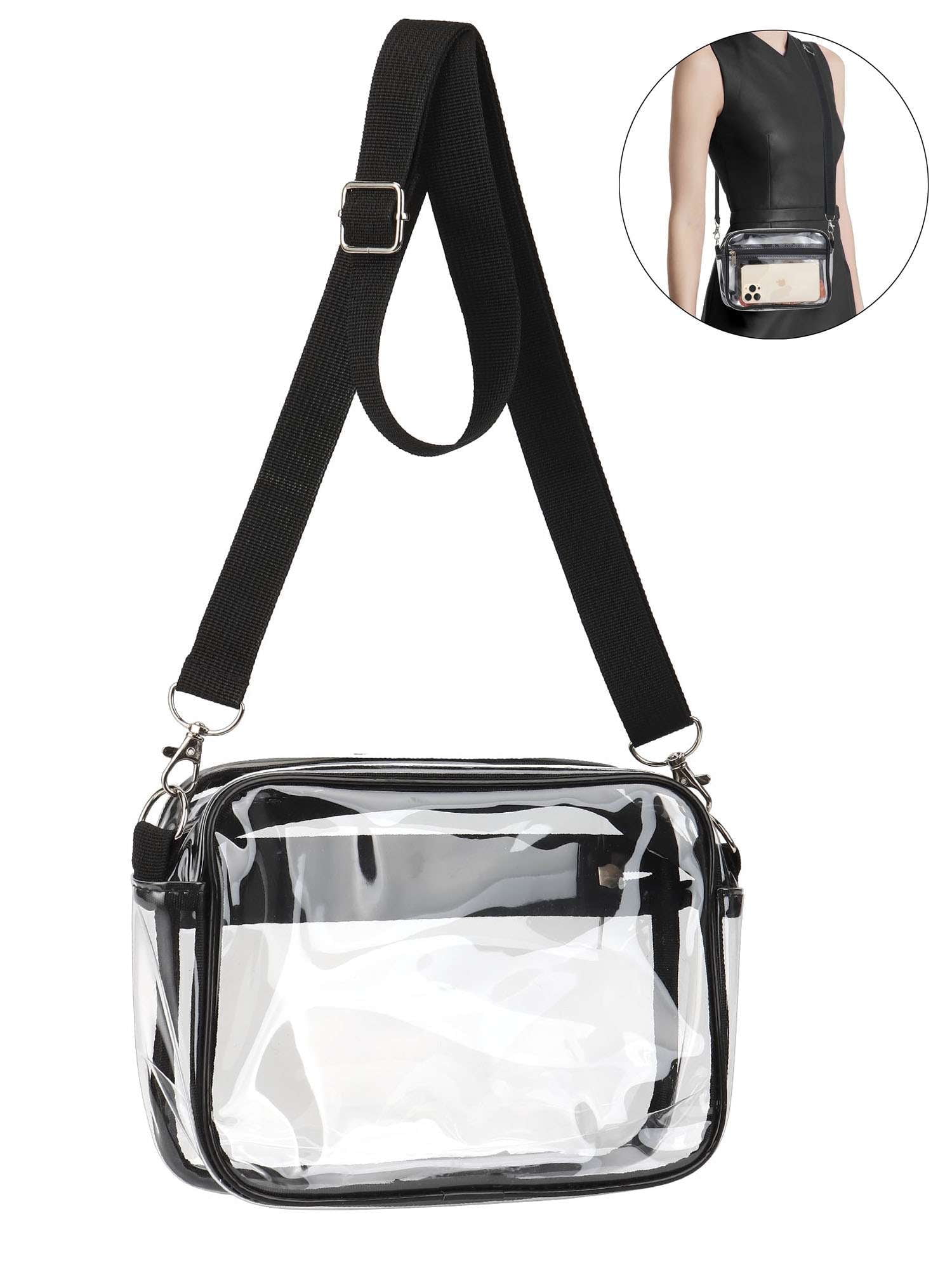 PULLIMORE Unisex Transparent PVC Clear Messenger Bag, 8.3x5.9x2.4in ...