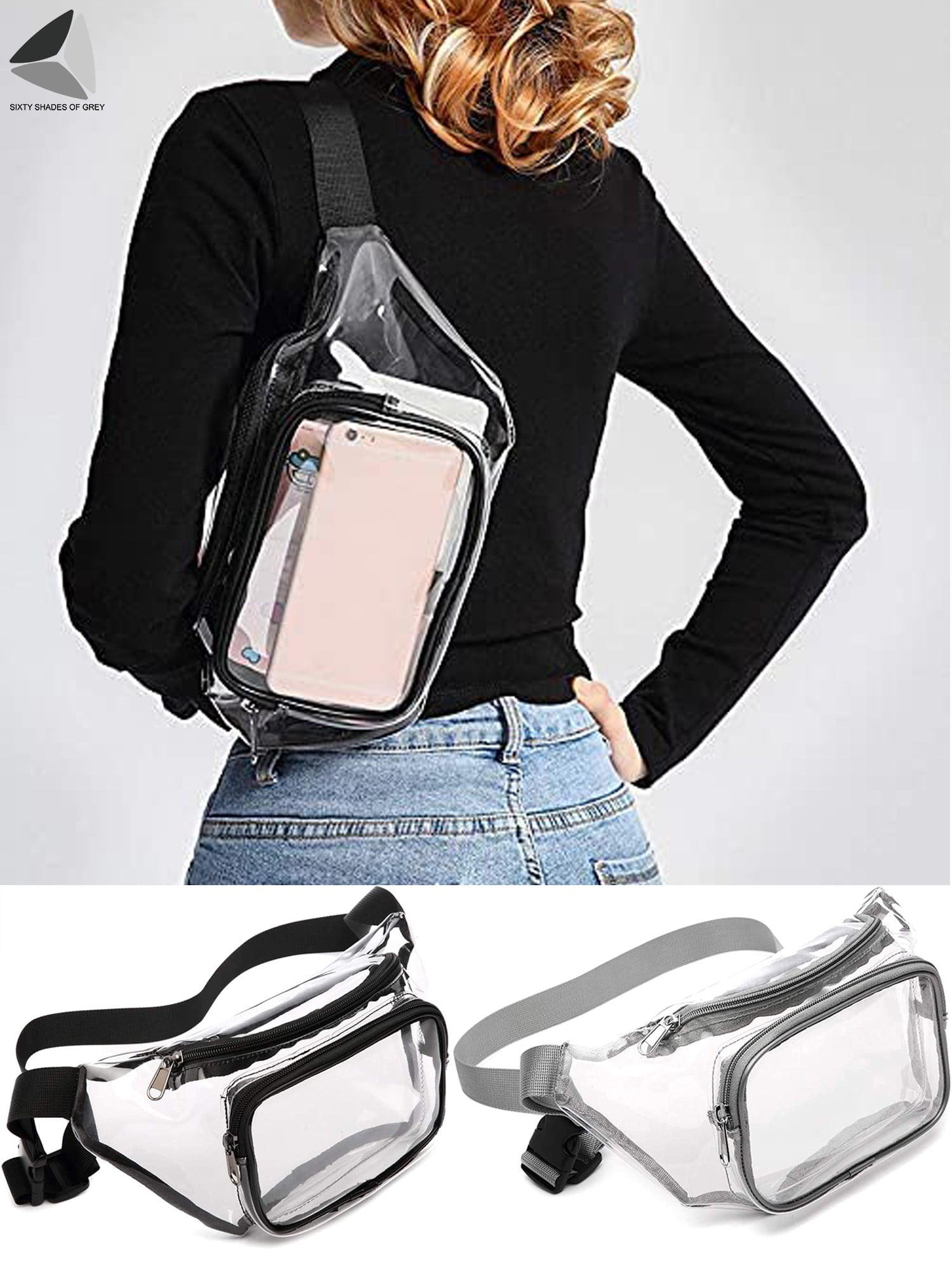 PULLIMORE Clear Fanny Pack Stadium Approved Waterproof PVC Transparent ...