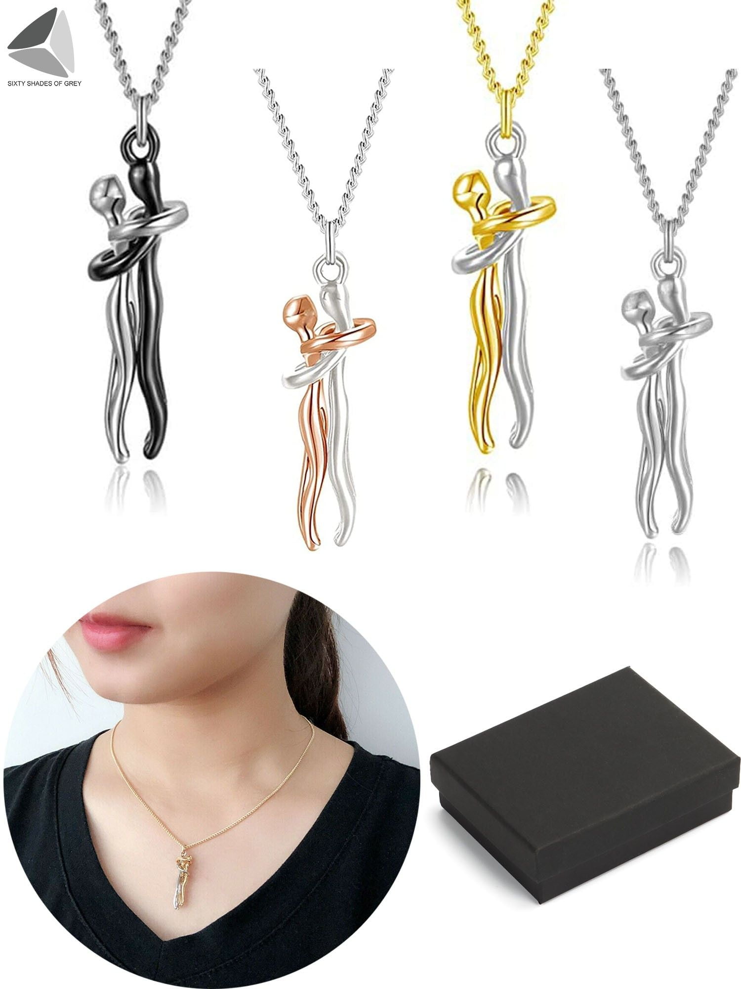 PULLIMORE Couples Hugging Pendant Necklace Fashion Jewelry Valentine's ...
