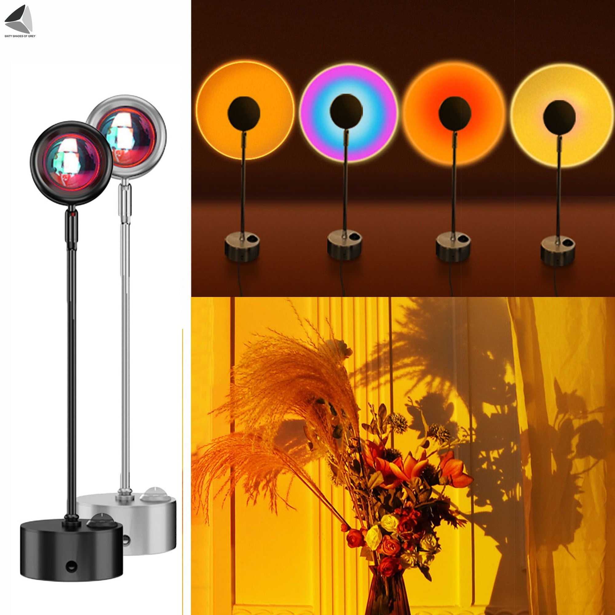 PULLIMORE Desk Sunset Lamp Rotatable USB Rainbow Sunset Projector Led ...