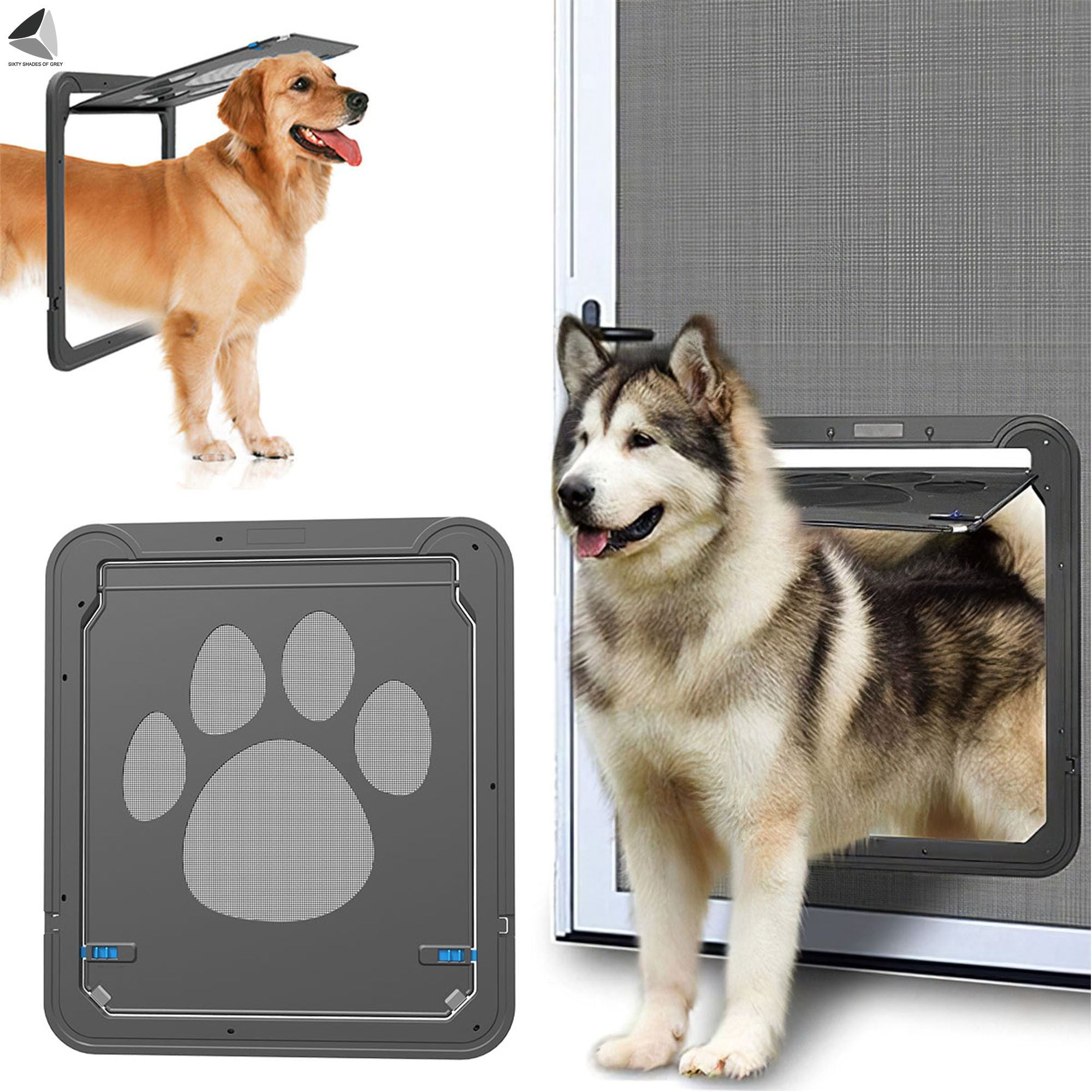 PULLIMORE Dog Screen Door with Magnetic Flap Automatic Lockable Pet ...