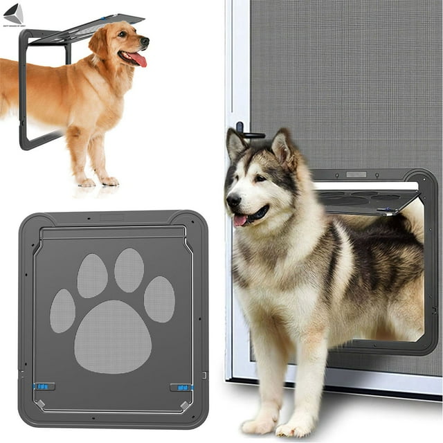 PULLIMORE Dog Screen Door with Magnetic Flap Automatic Lockable Pet ...