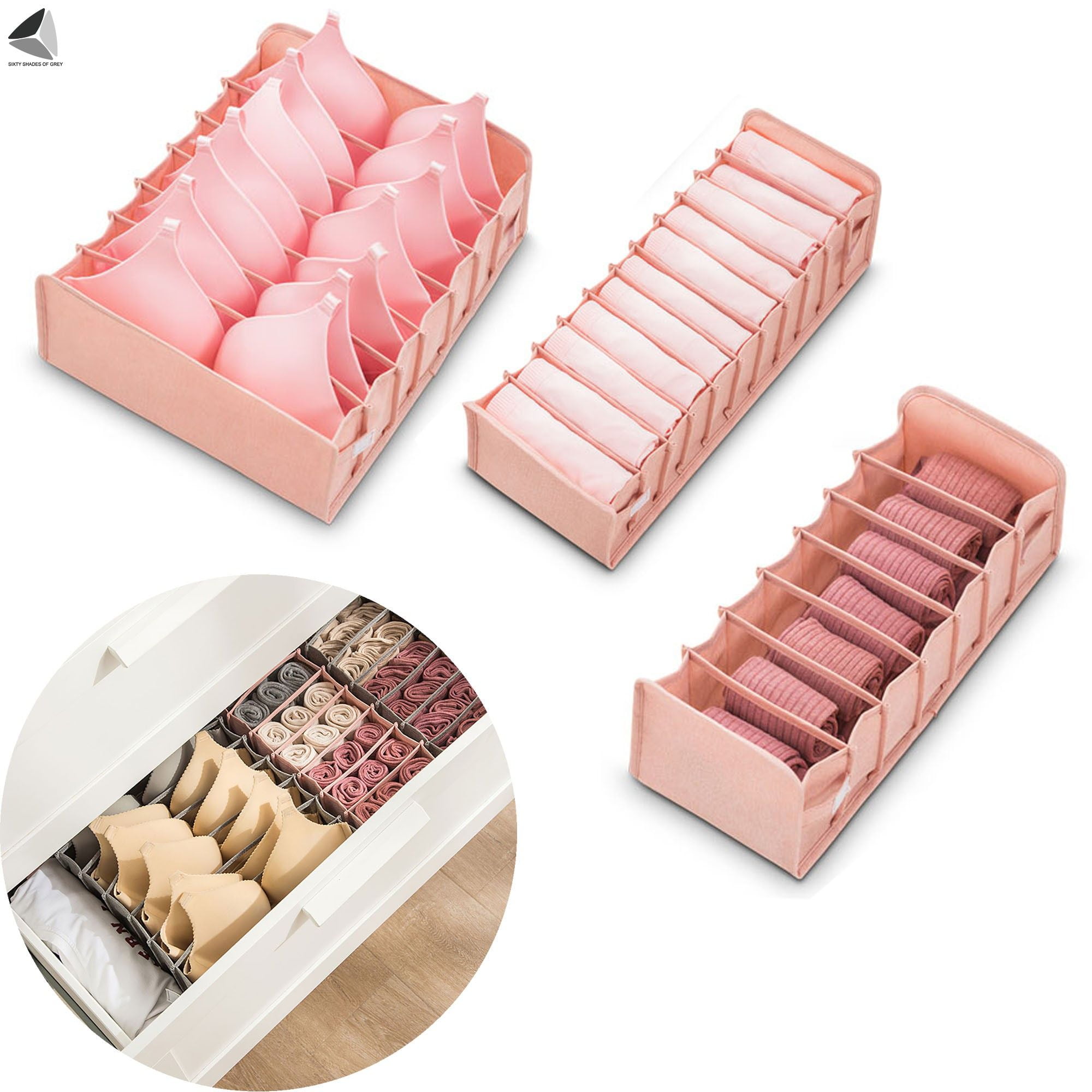 PULLIMORE Foldable Underwear Drawer Organizer, Socks Organizer ...