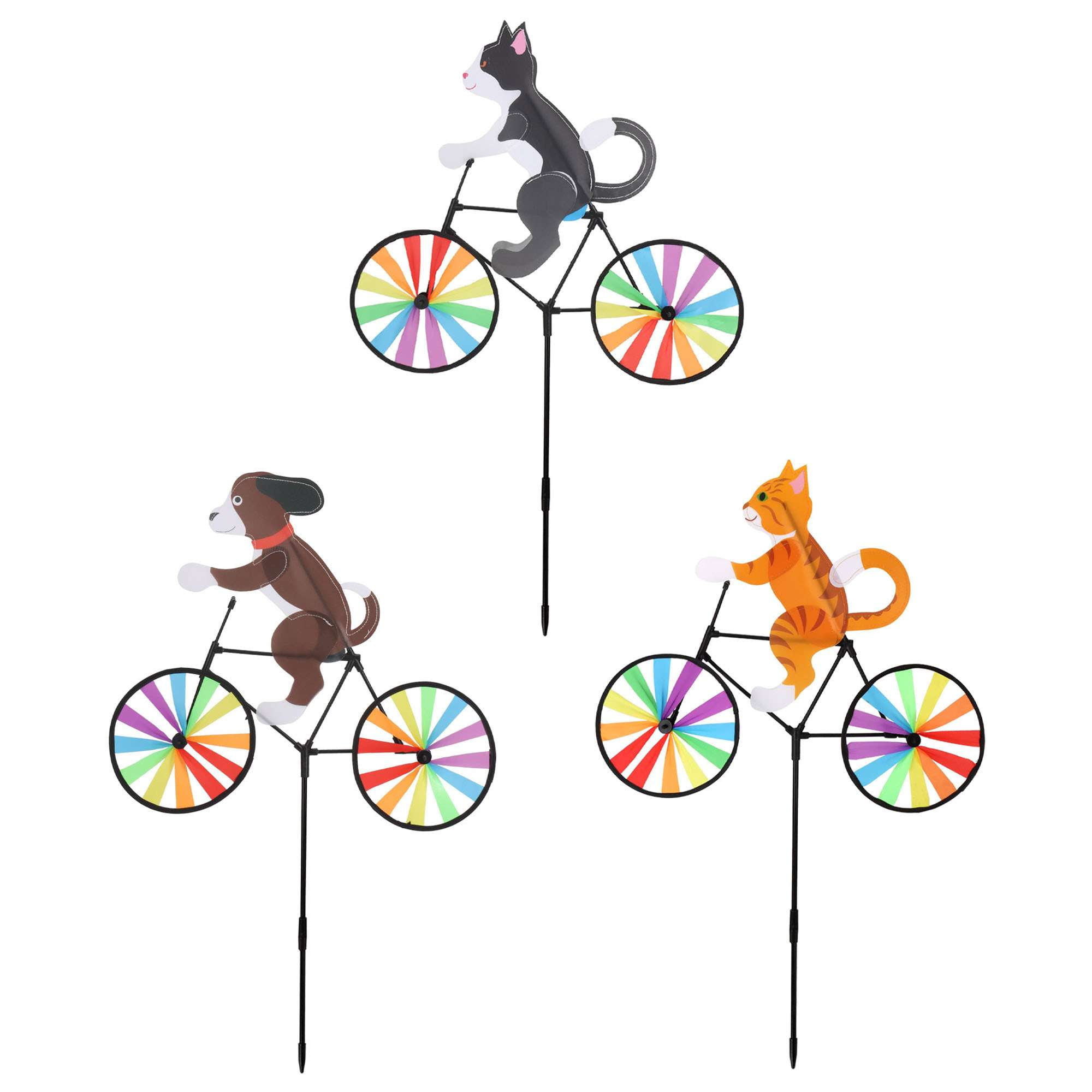 PULLIMORE Funny Animal On Bike Bicycle Windmill 3D Cat Dog Wind Spinner ...
