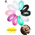 PULLIMORE Glitter Silicone Rings Wedding Bands Thin and Stackable ...