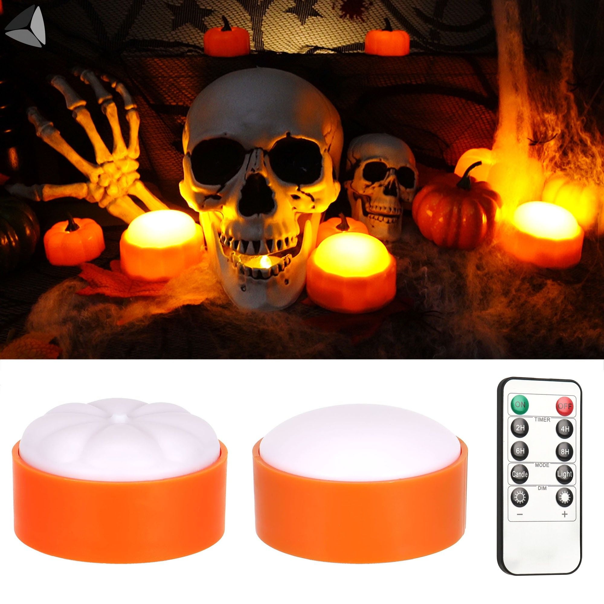 PULLIMORE Halloween LED Pumpkin Lights with Remote and Timer, Battery ...