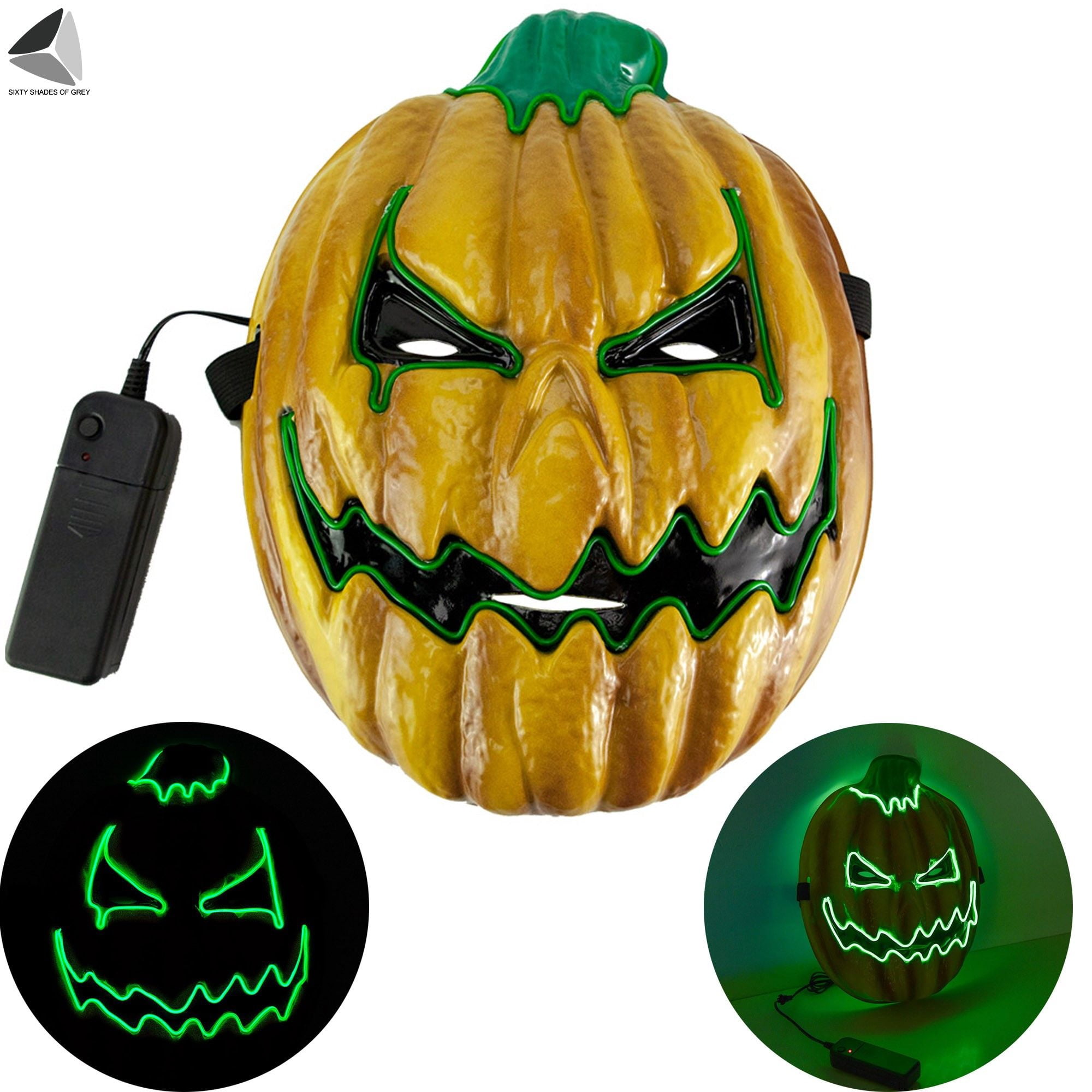 PULLIMORE Halloween LED Pumpkin Mask EL Wire Cosplay Mask Scary ...