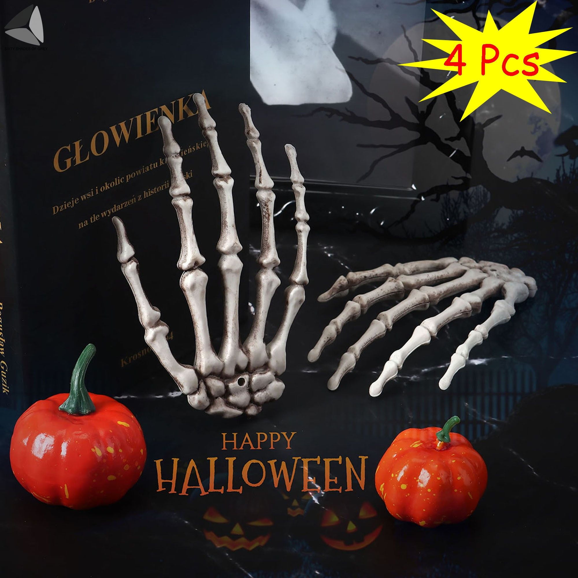 PULLIMORE Halloween Skeleton Hands 6 Pcs Life Size Fake Human Hand Bone ...