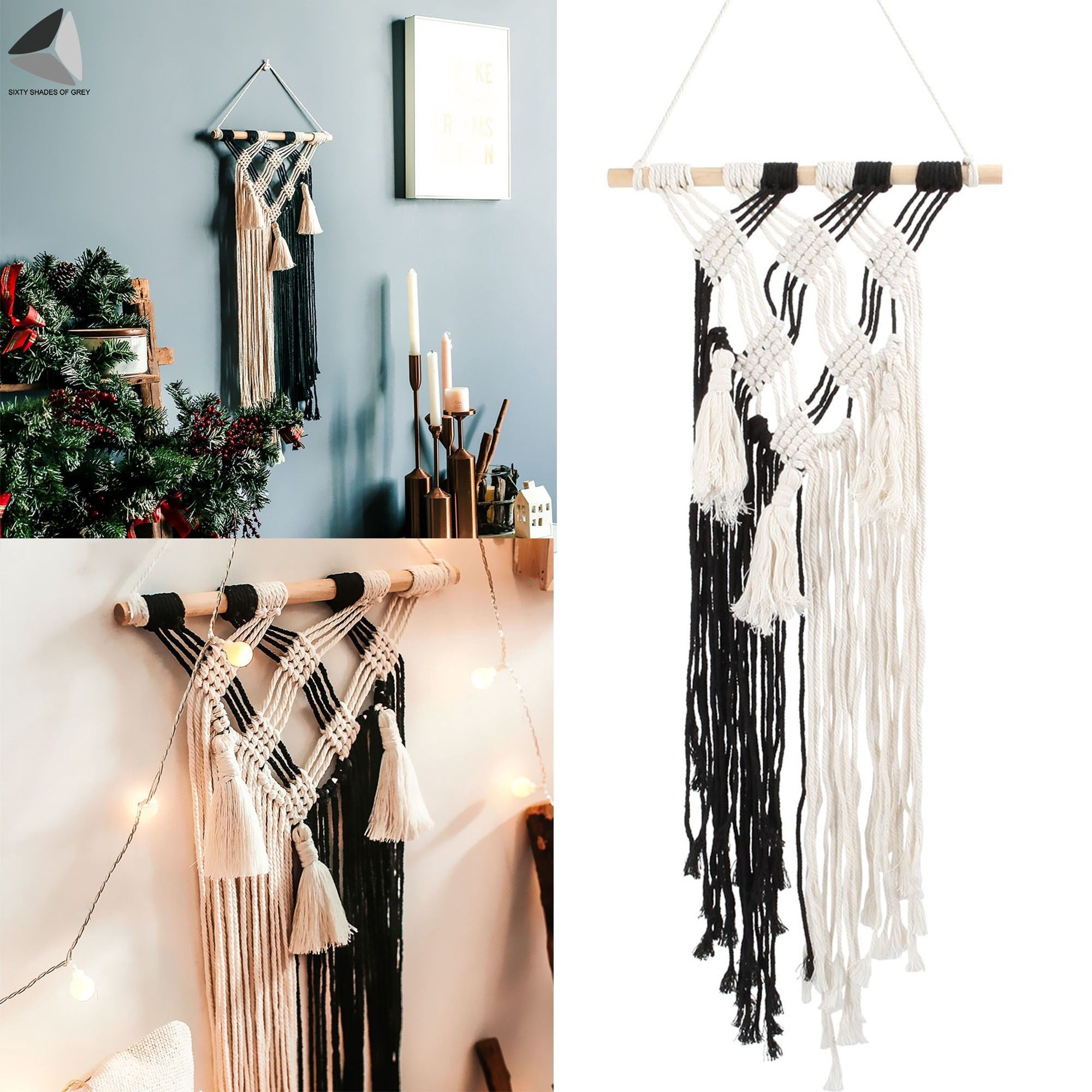 PULLIMORE Macrame Wall Hanging Braided Tapestry Moon Dream Catcher Wall ...