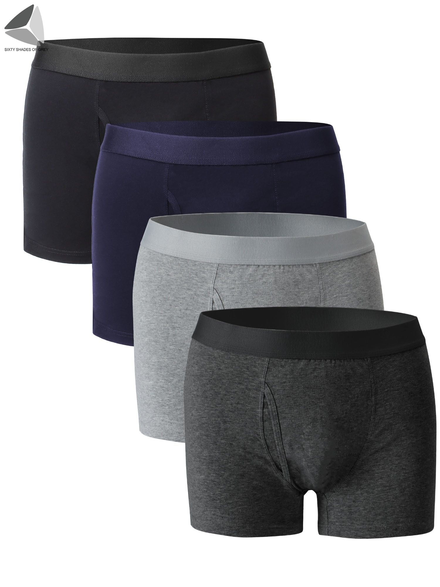PULLIMORE Mens Boxer Briefs Breathable Cotton Underwear Total Support ...