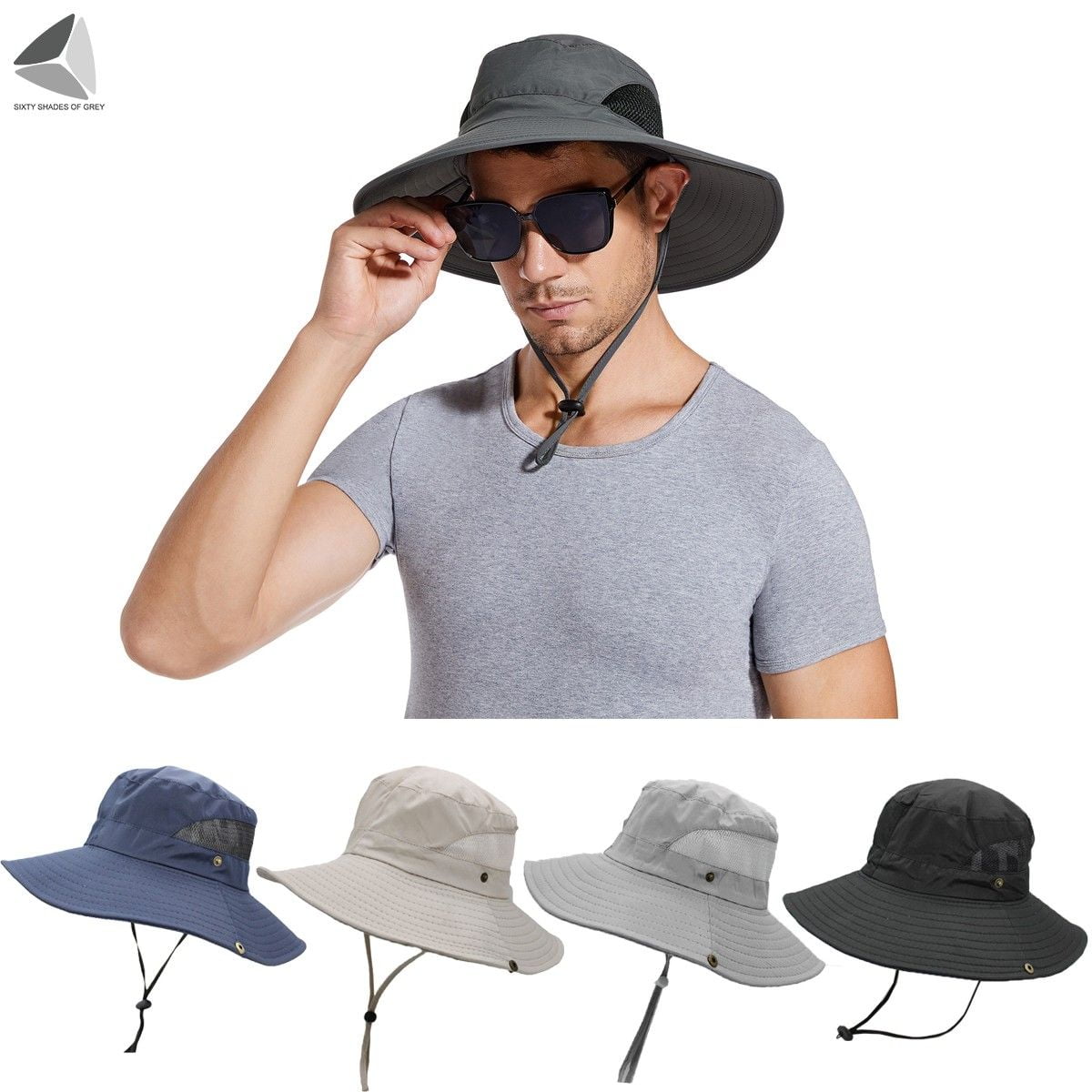 PULLIMORE Outdoor Summer Men's Waterproof Sun Hat, Wide Brim Bucket Cap ...