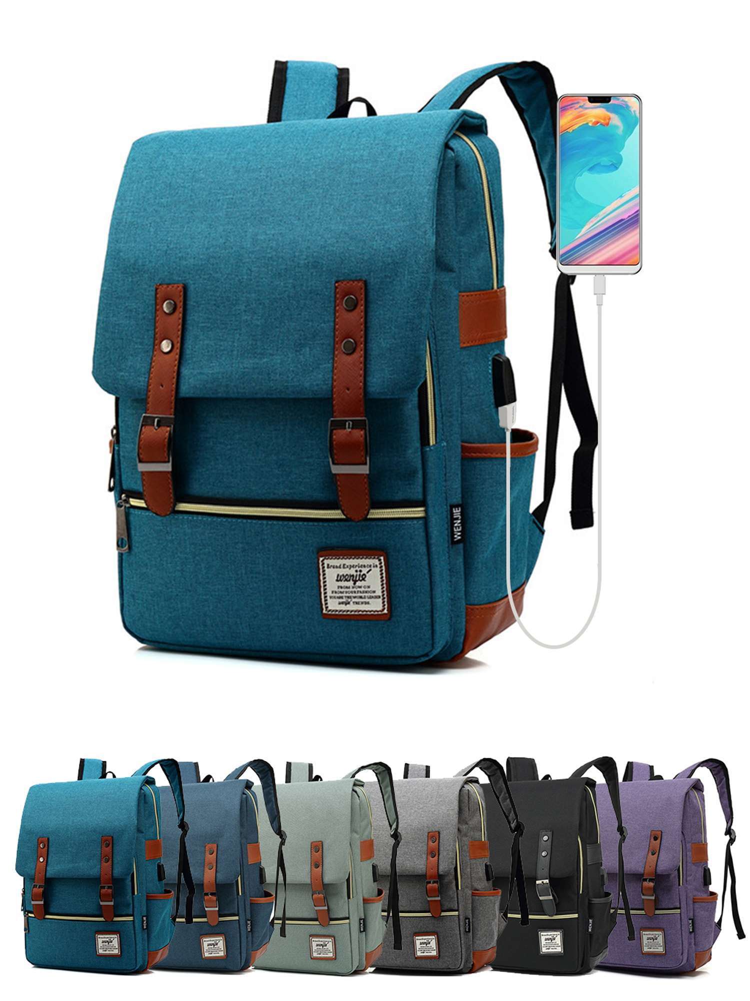 PULLIMORE Mens Womens Laptop Backpack For 15.6" Laptop Computer Travel ...