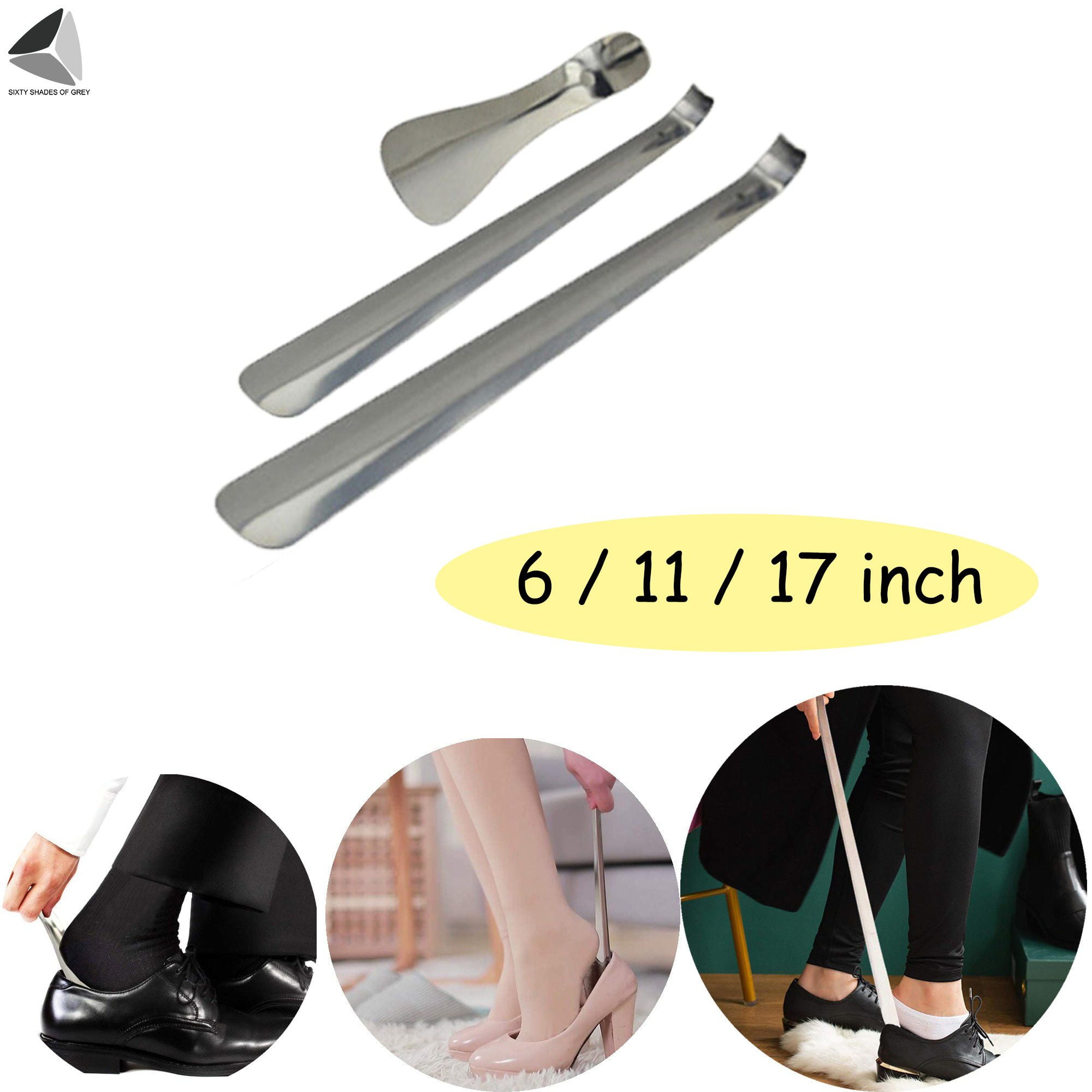 PULLIMORE Metal Shoe Horns 6/11/17 in Long Handle Shoehorns Heavy Duty ...