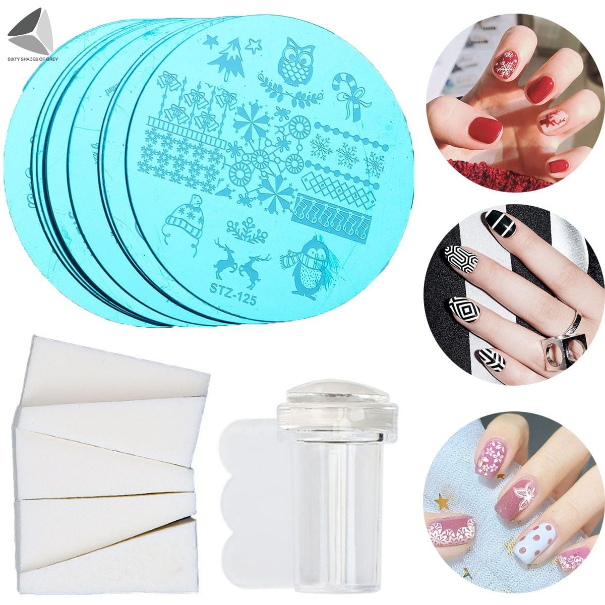 PULLIMORE Nail Stamping Plates Set 10pcs Nail Plates 1stamper 1scraper ...