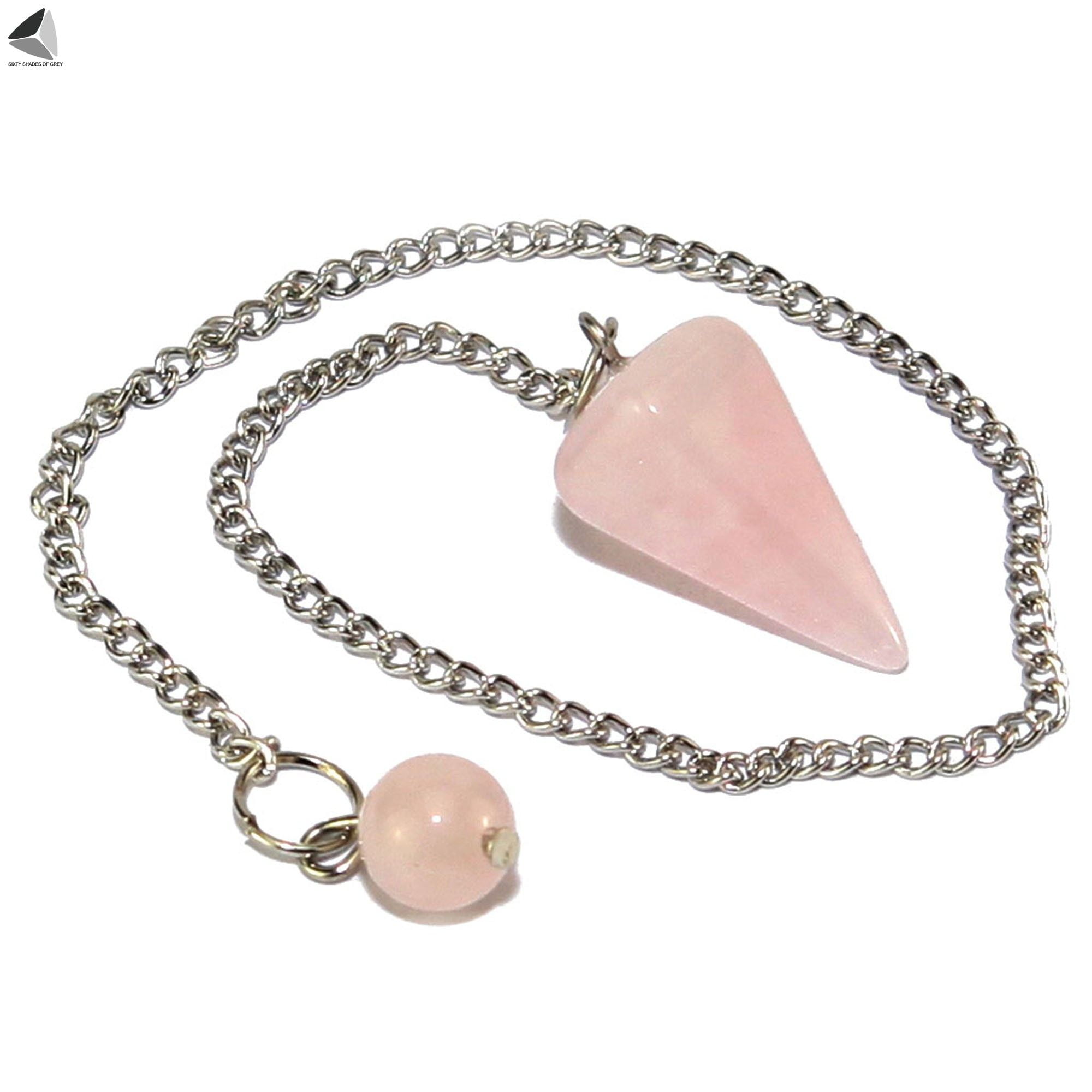 PULLIMORE Natural Rose Quart Crystal Stone Pendulum Healing Dowsing ...