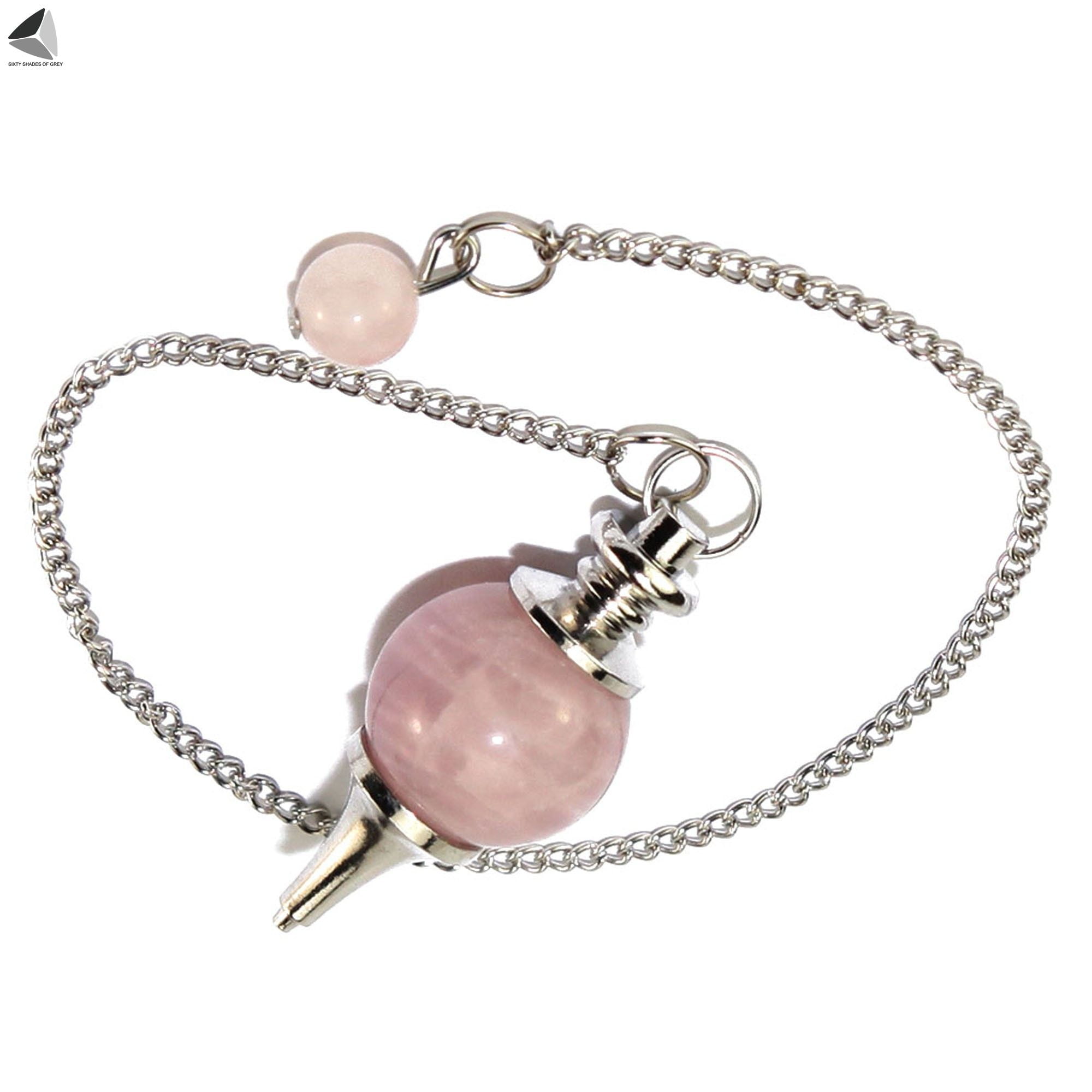 PULLIMORE Natural Rose Quart Crystal Stone Pendulum Healing Dowsing ...