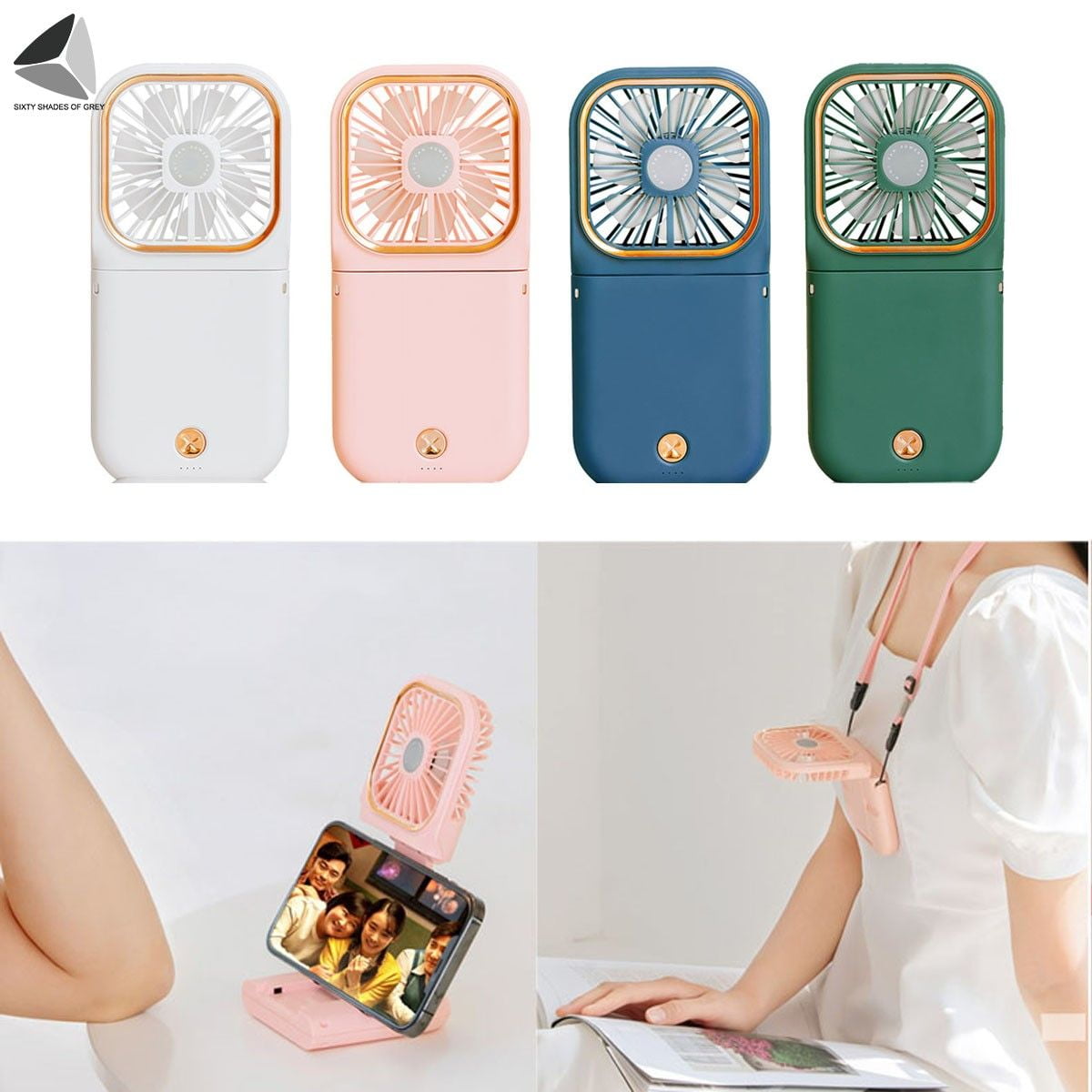 PULLIMORE Necklace Mini Fan Hands-Free Portable Fan USB 3 Speeds ...