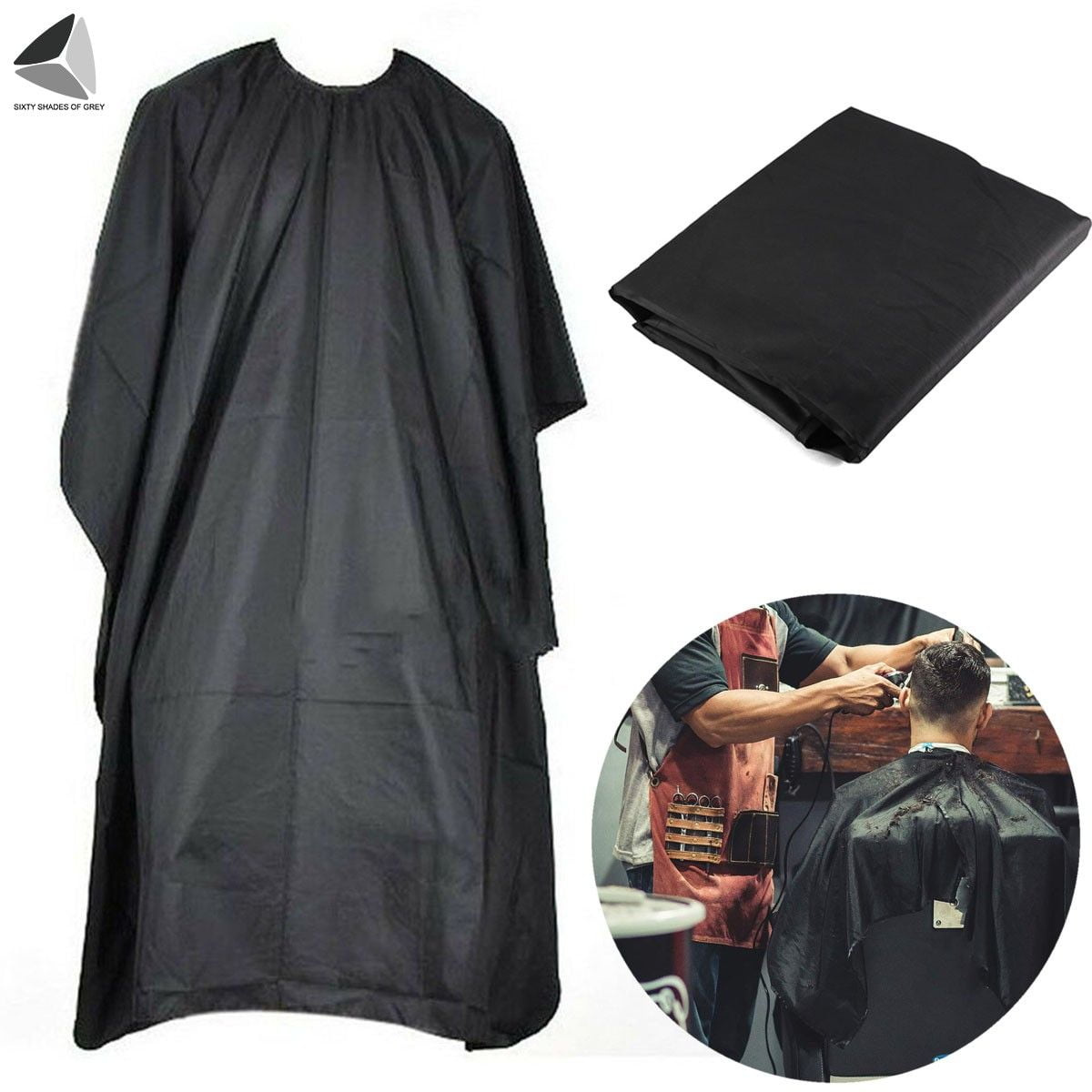 PULLIMORE Professional Barber Cape Waterproof Salon Gown with Velcro for Hair Cutting Dye ...