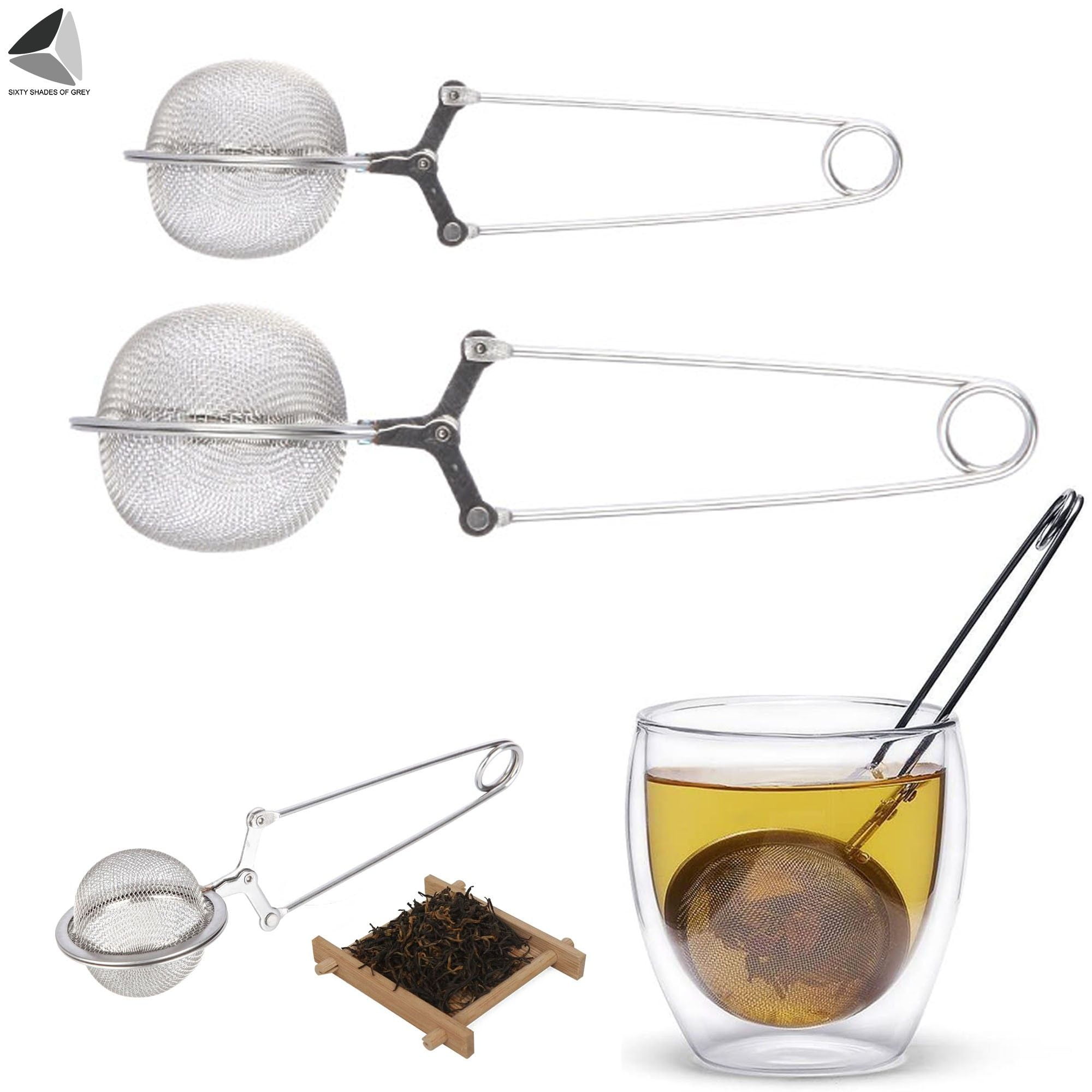 PULLIMORE Snap Tea Ball Strainers with Long Handle Stainless Steel Mesh ...