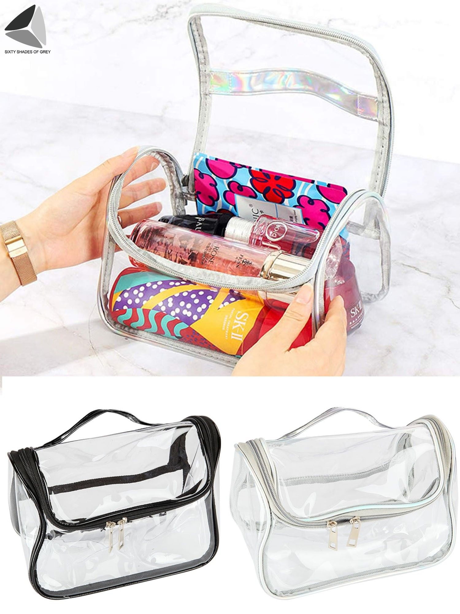 PULLIMORE Travel Clear Makeup Bag Zipper Waterproof Transparent ...