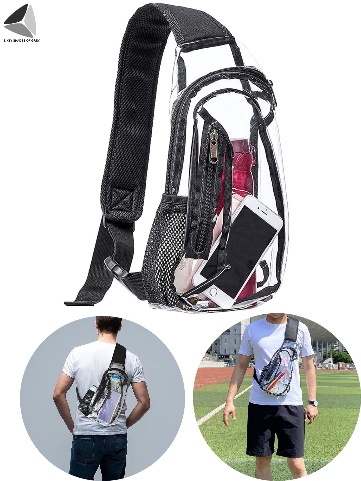 PULLIMORE Waterproof Clear PVC Sling Backpack Stadium Approved ...