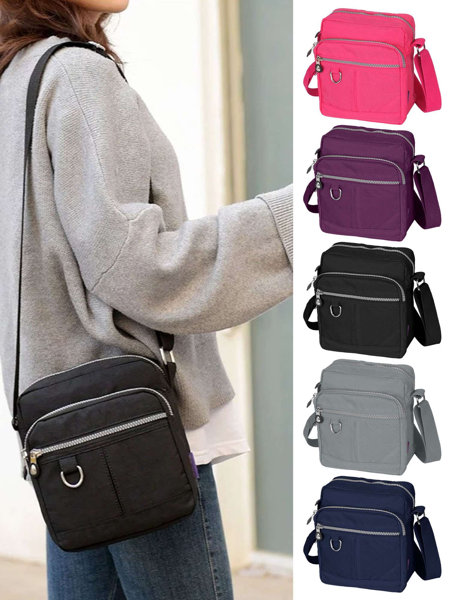 PULLIMORE Waterproof Nylon Crossboby Bags for Women Casual Zipper ...