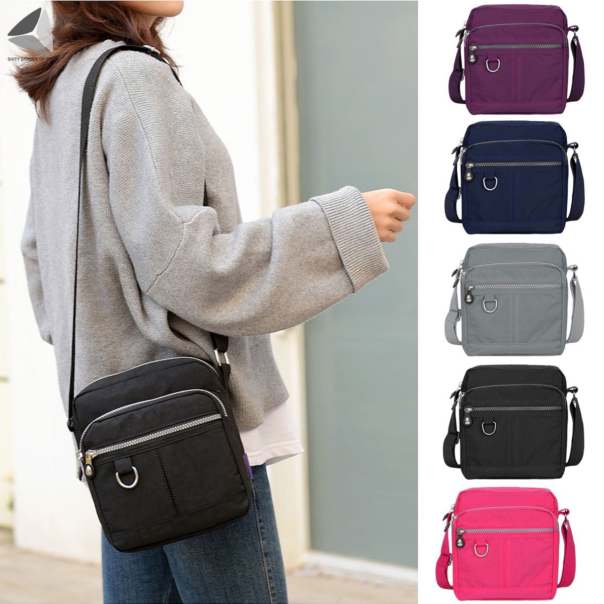 PULLIMORE Waterproof Nylon Crossboby Bags for Women Casual Zipper ...
