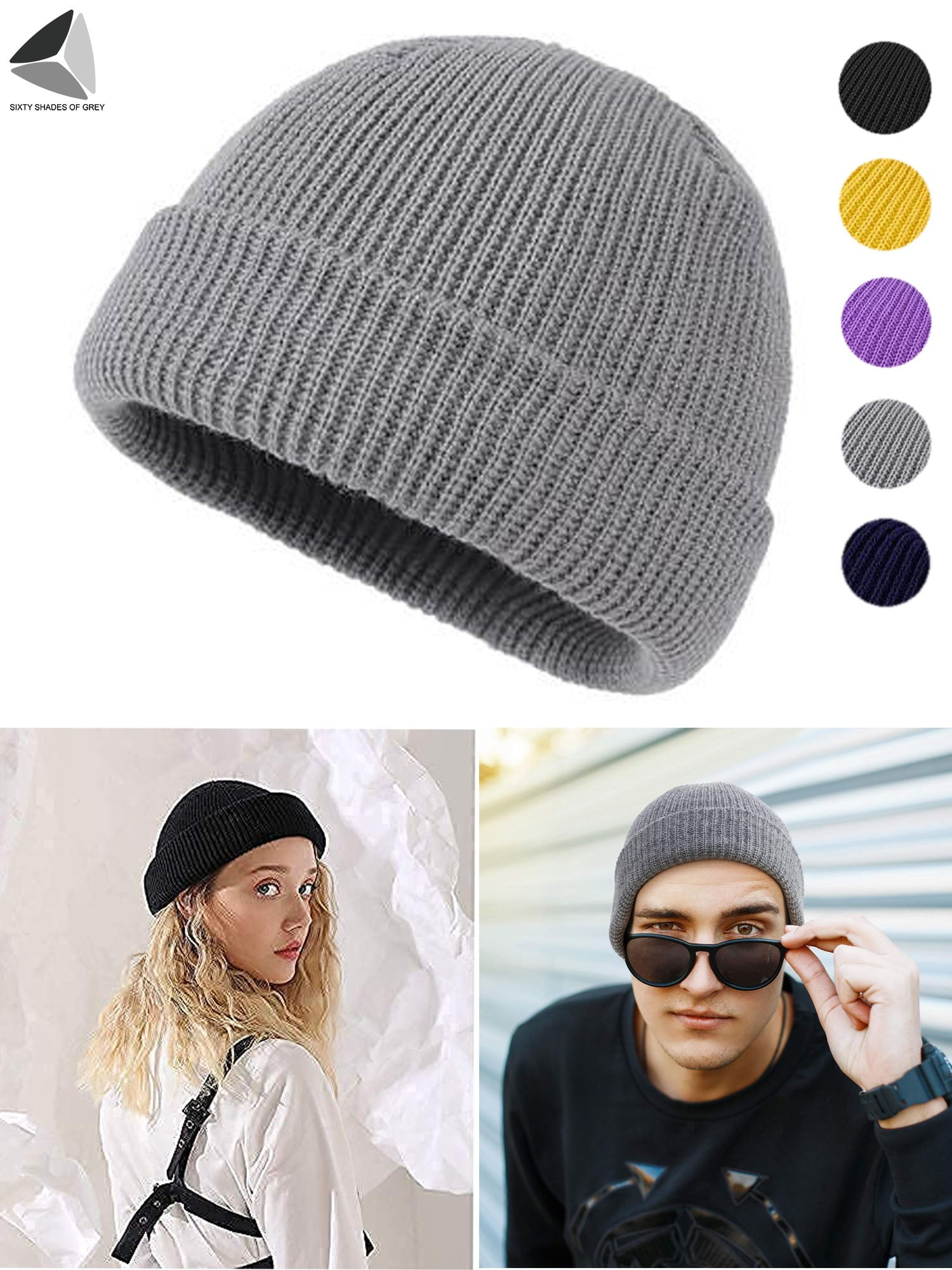 PULLIMORE Winter Trawler Beanie Watch Hat Knit Short Fisherman Roll-up ...