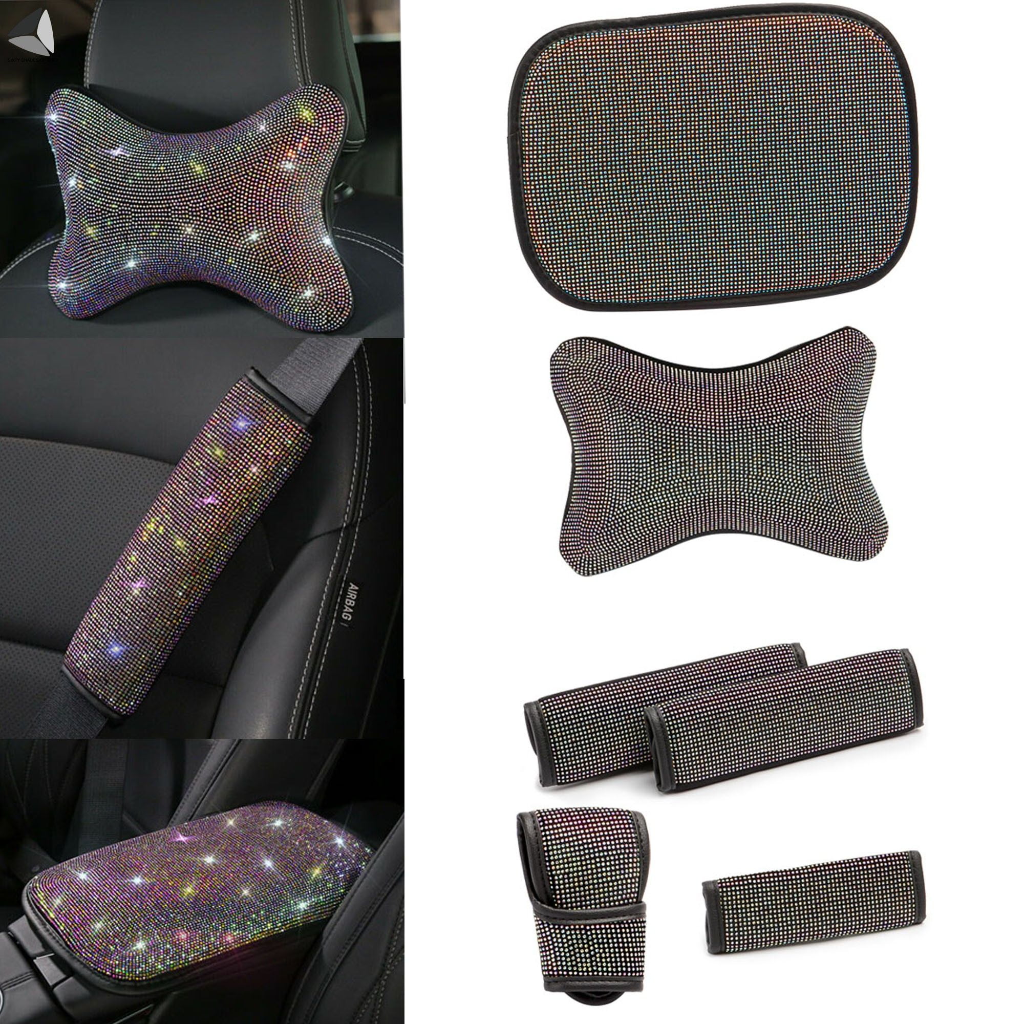 PULLIMORE Women Bling Rhinestone Car Accessories Set Diamond Crystal ...