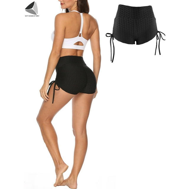 Pullimore Women High Waist Yoga Shorts Textured Butt Lifting Summer Hot