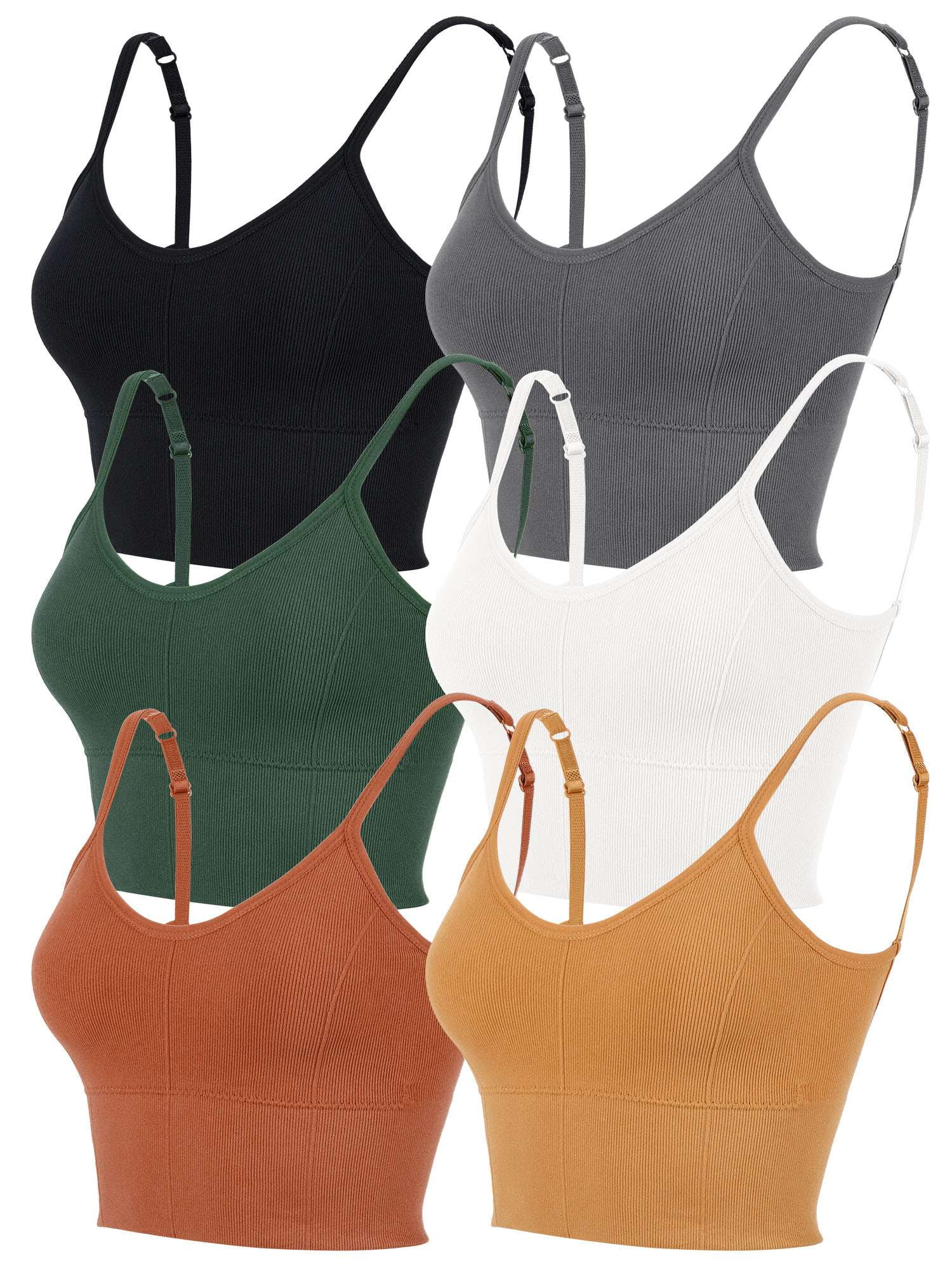 PULLIMORE Women's Sports Cup Comfy Cami Bra Crop Top Longline Padded ...