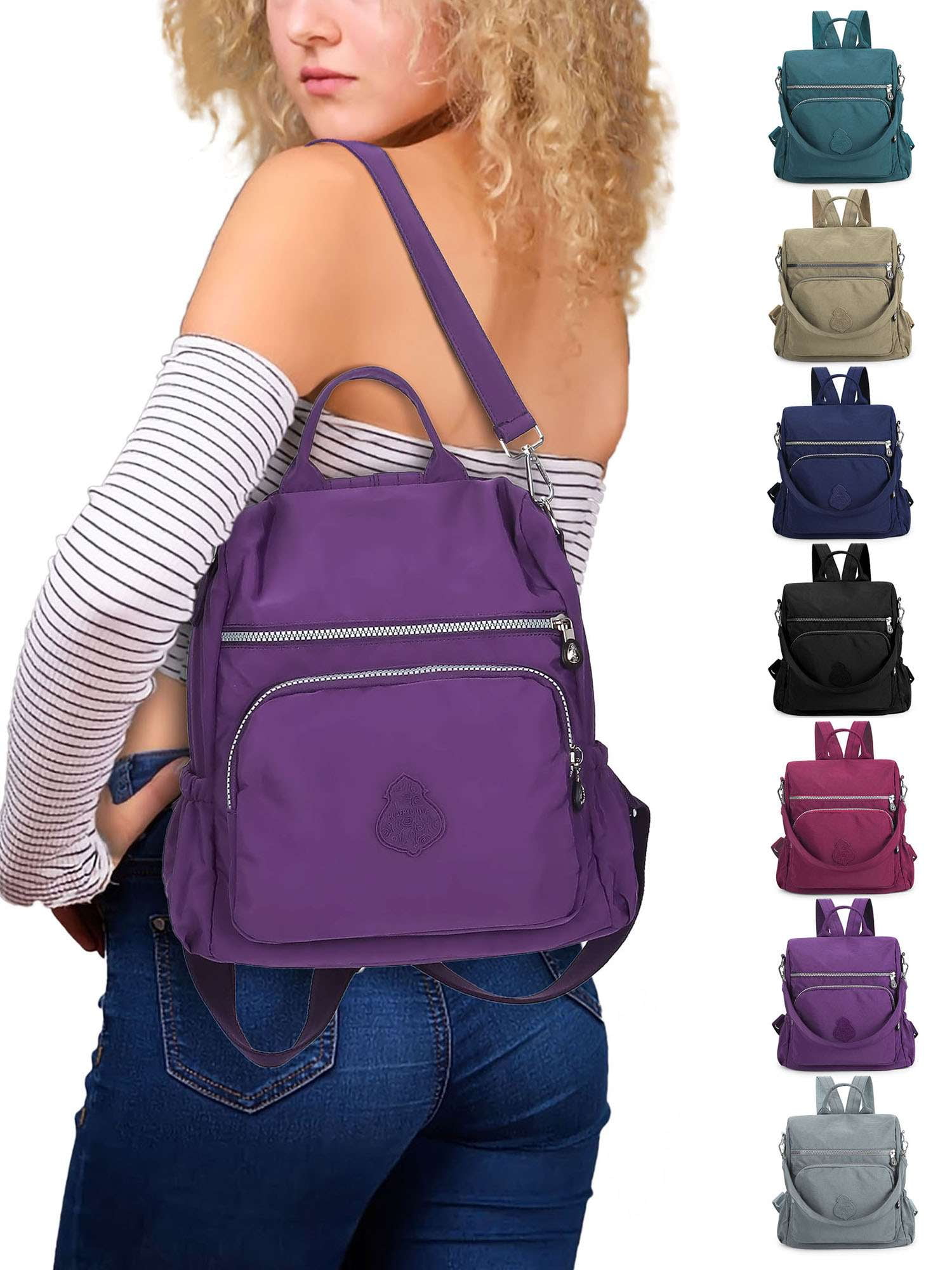 PULLIMORE Womens Backpack Purse Nylon Anti-theft Casual Travel Bag ...
