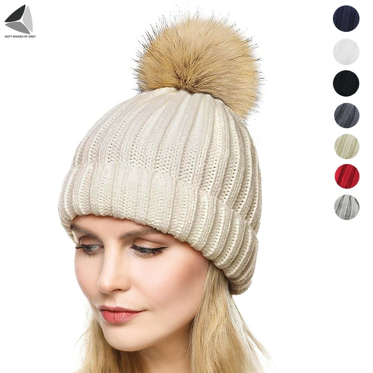 PULLIMORE Womens & Child Winter Warm Knitted Hats Thick Slouchy Beanie ...