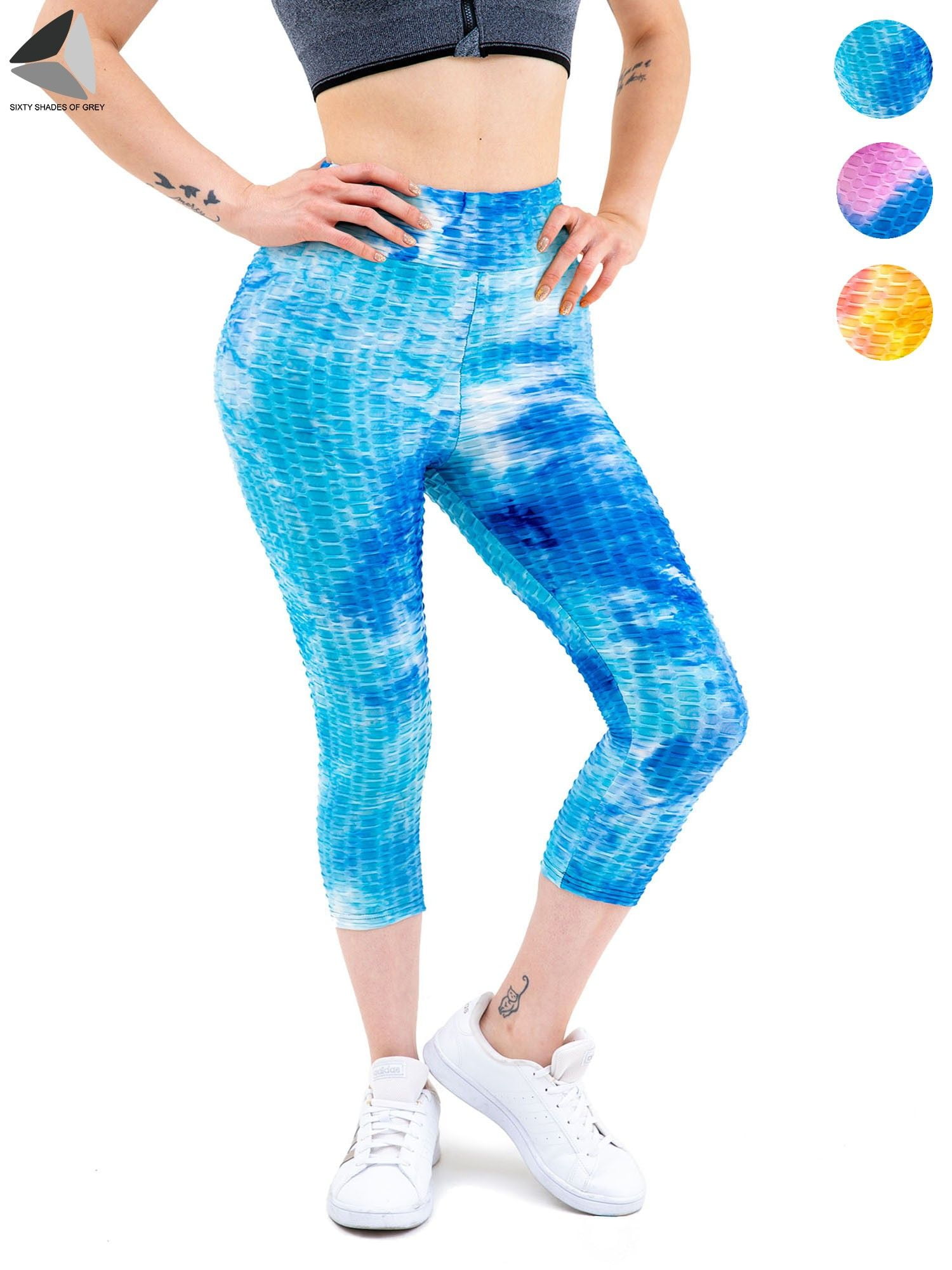 Pullimore Womens High Waisted Yoga Capri Pants Tie Dye Butt Lifting