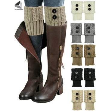 Spencer Women Short Boot Socks Winter Crochet Knitted Boot Cuffs Socks Leg Warmer Button Toppers ...