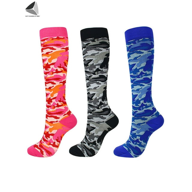 Pullimore Womens Mens Camo Compression Socks Camouflage Cotton Knee