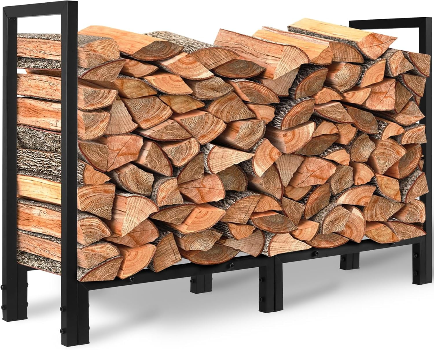 PULNDA Firewood Rack Stand 4 FT, Heavy Duty Steel Wood Rack for ...