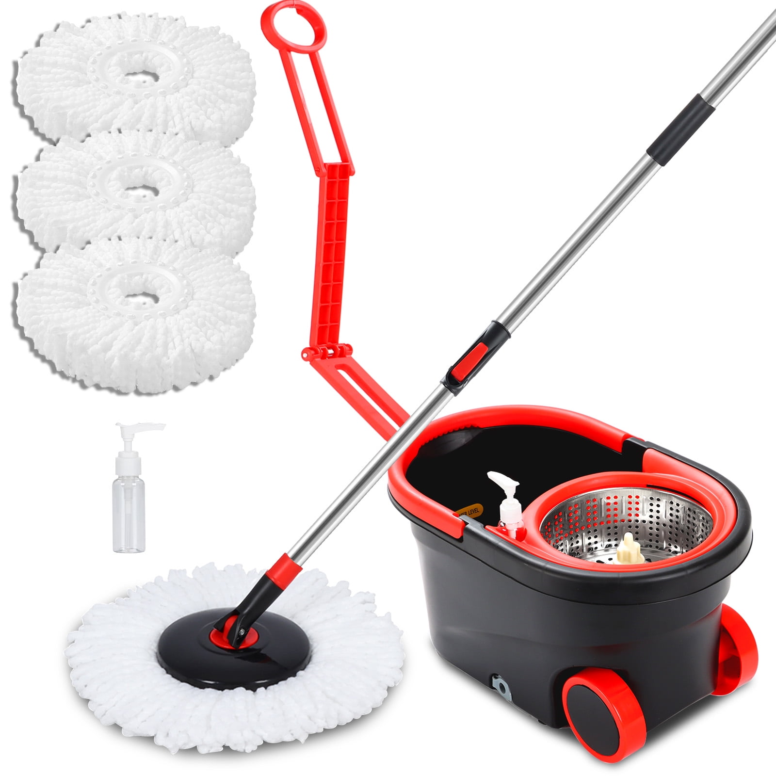 PULNDA Spin Mop and Bucket System, Upgraded Mop Bucket on Wheels, Mop ...