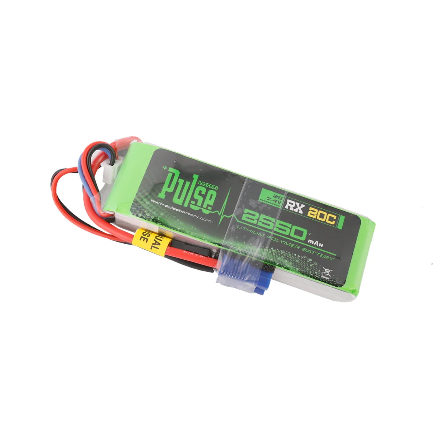 PULSE 2S 2550mAh 20C 7.4V RX LiPo Battery - Walmart.com