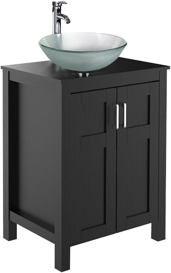 PULUOMIS 24 Inches Traditional Bathroom Vanity Set in Black Finish ...