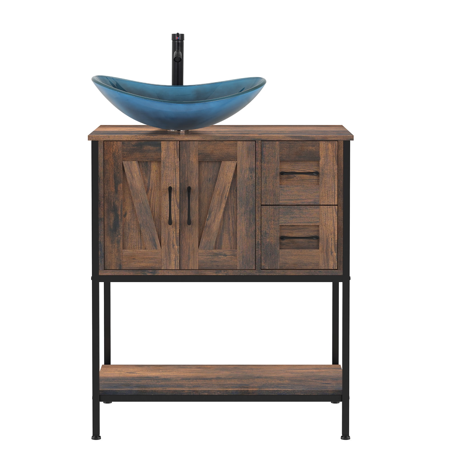 PULUOMIS Bathroom Vanity, 30" Rustic Brown Bathroom Vanity with Sink ...