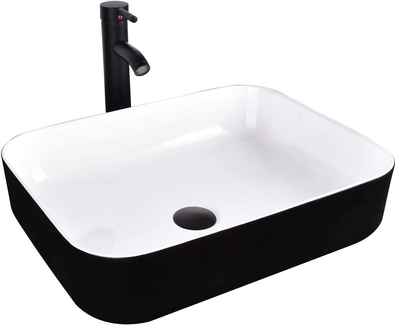 PULUOMIS Bathroom Vessel Sink, Terrazzo Pattern Ceramic Basin Bowl with ...