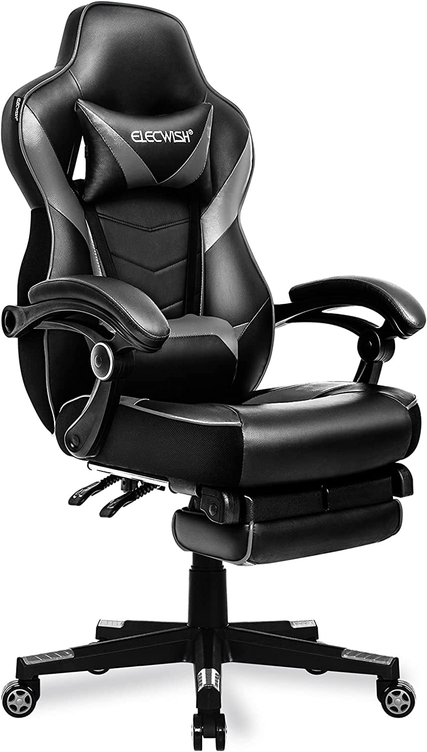 PULUOMIS Reclinable Gaming Chair with Footrest, Adjustable Height, for ...