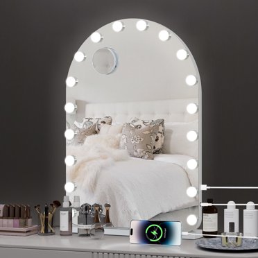 COOLJEEN Large LED Hollywood Vanity Mirror, Wall Mount/Tabletop, White ...