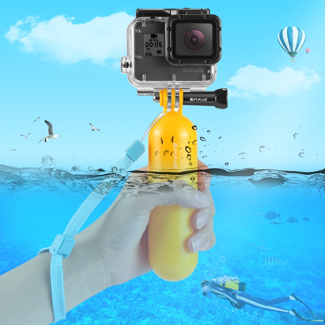 PULUZ Floating Handle Bobber Hand Grip with Strap for GoPro, Insta360 ...