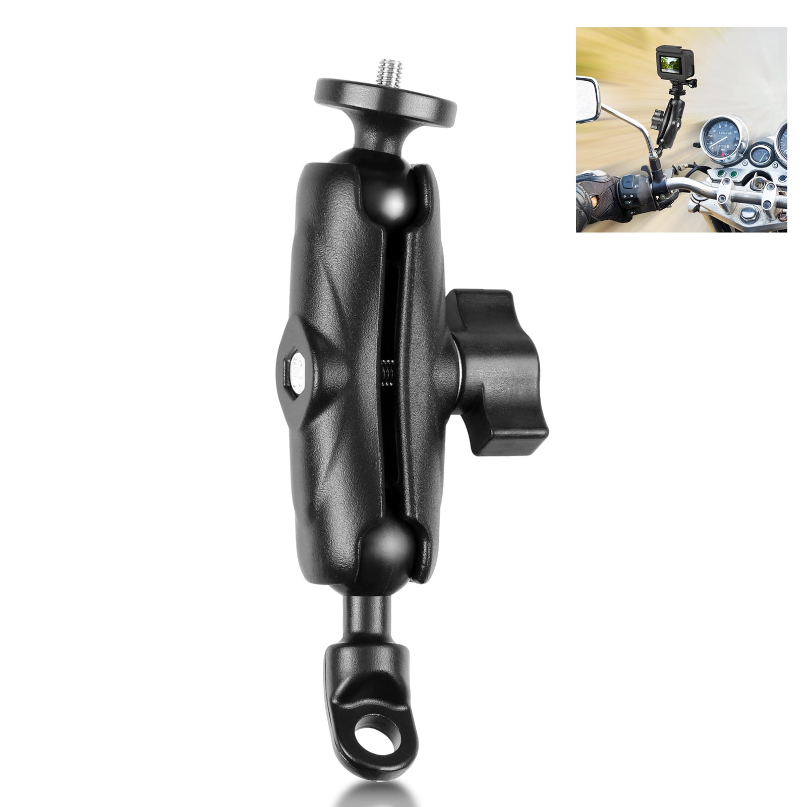 PULUZ Motorcycle Holder Mirror Base Hole Fixed Mount for GoPro and ...