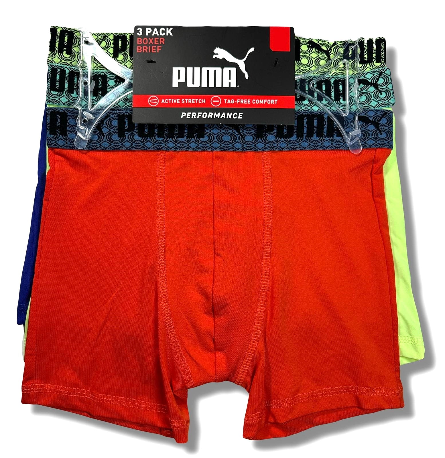 PUMA BOXER BOYS X3 - 241 ORANGE YELLOW SZ MEDIUM 8 10 - 3 PACK ...