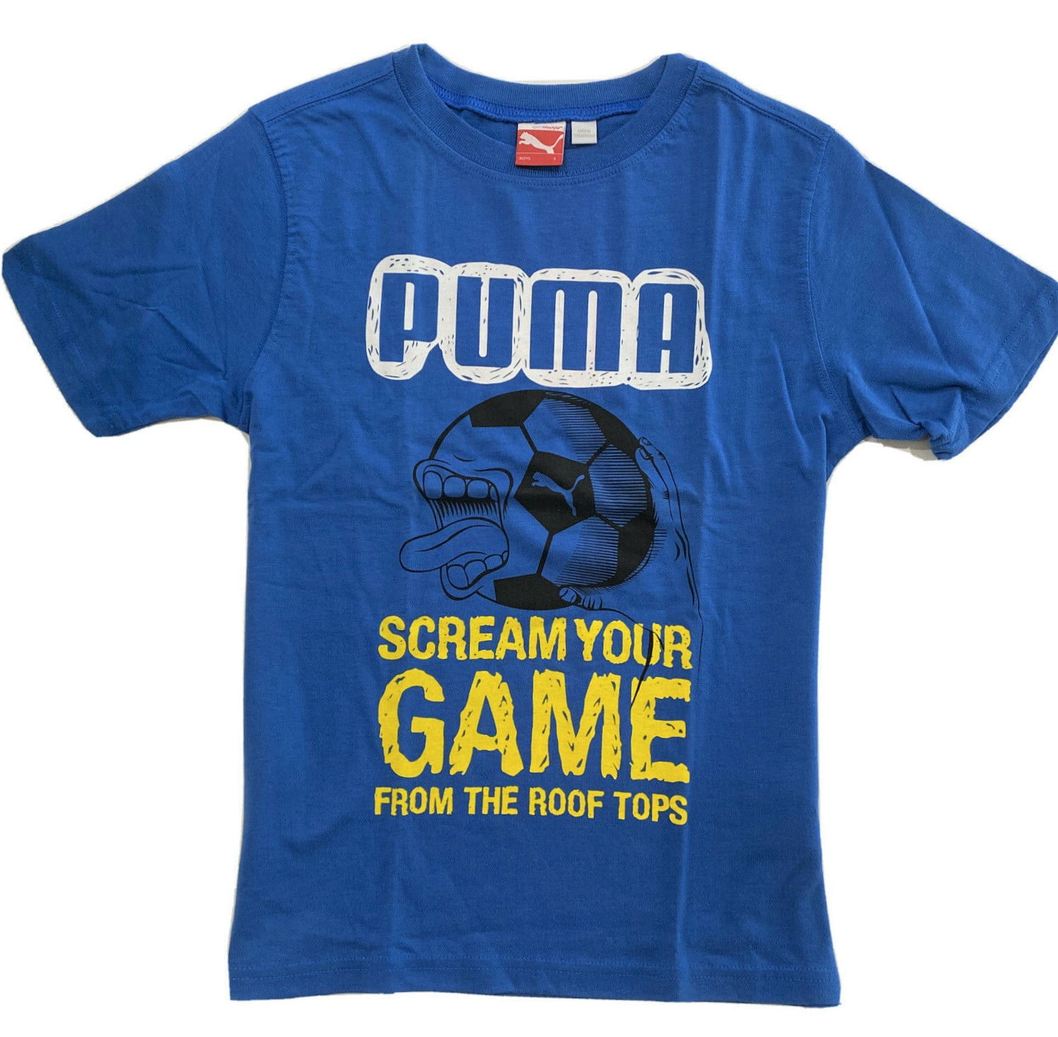PUMA BOYS SHIRT - LOGO FRONT SZ 6 - SCREAM YOUR GAME BLUE - TOP TEE ...