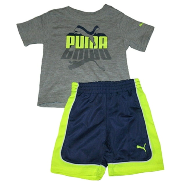 PUMA Baby Boy's Clothing Set Infant-Grey Heather/Safety Yellow-12 ...