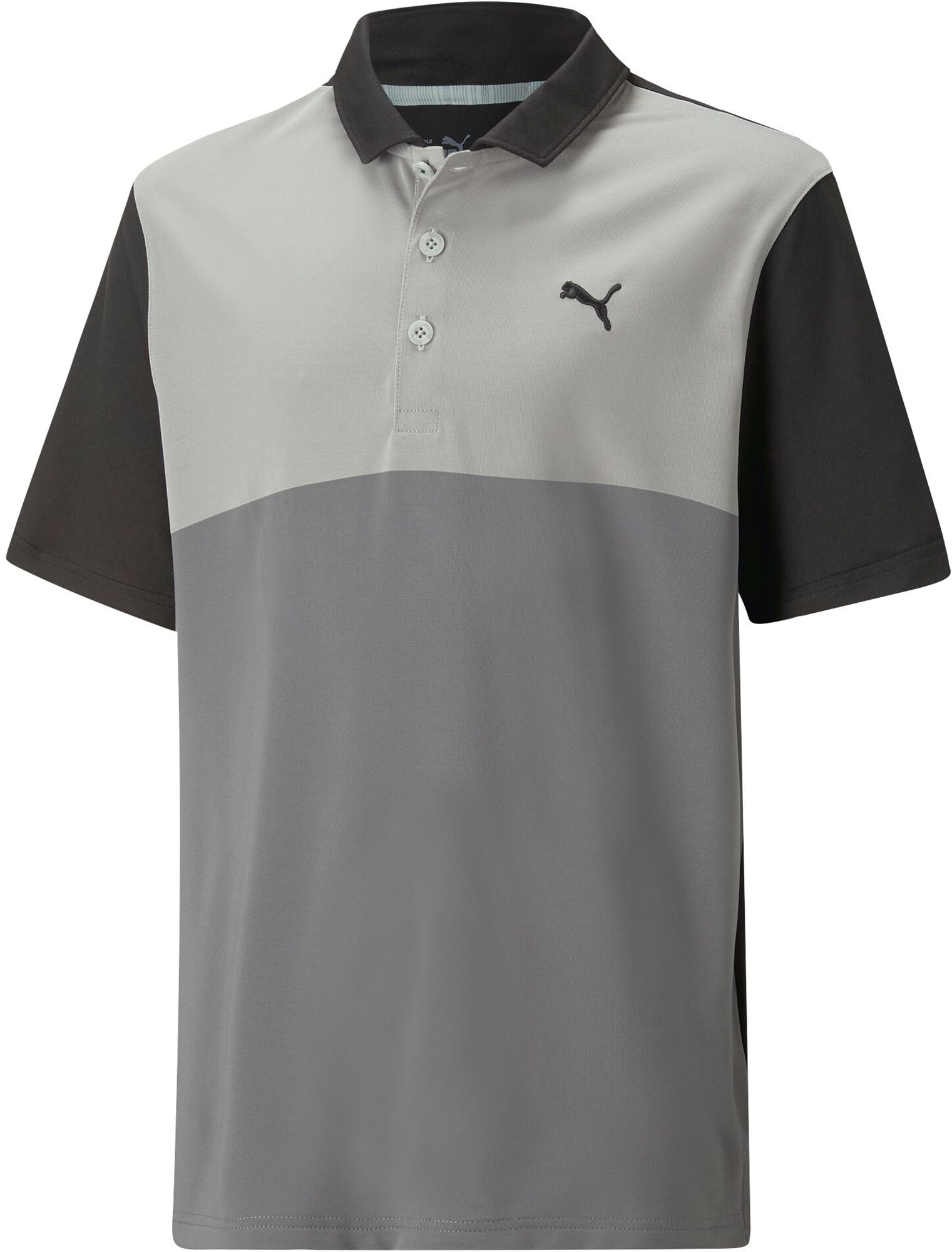 PUMA Boy's Short Sleeve Cloudspun Colorblock Golf Polo (Puma Black ...